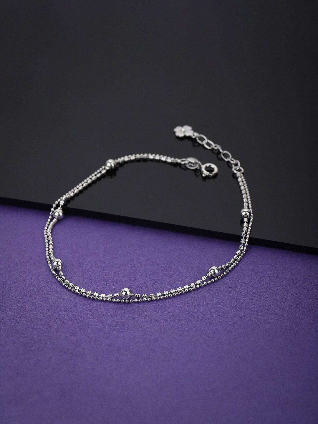 Buy VANBELLE Silver Toned Rhodium Plated 925 Sterling Silver Anklet ...