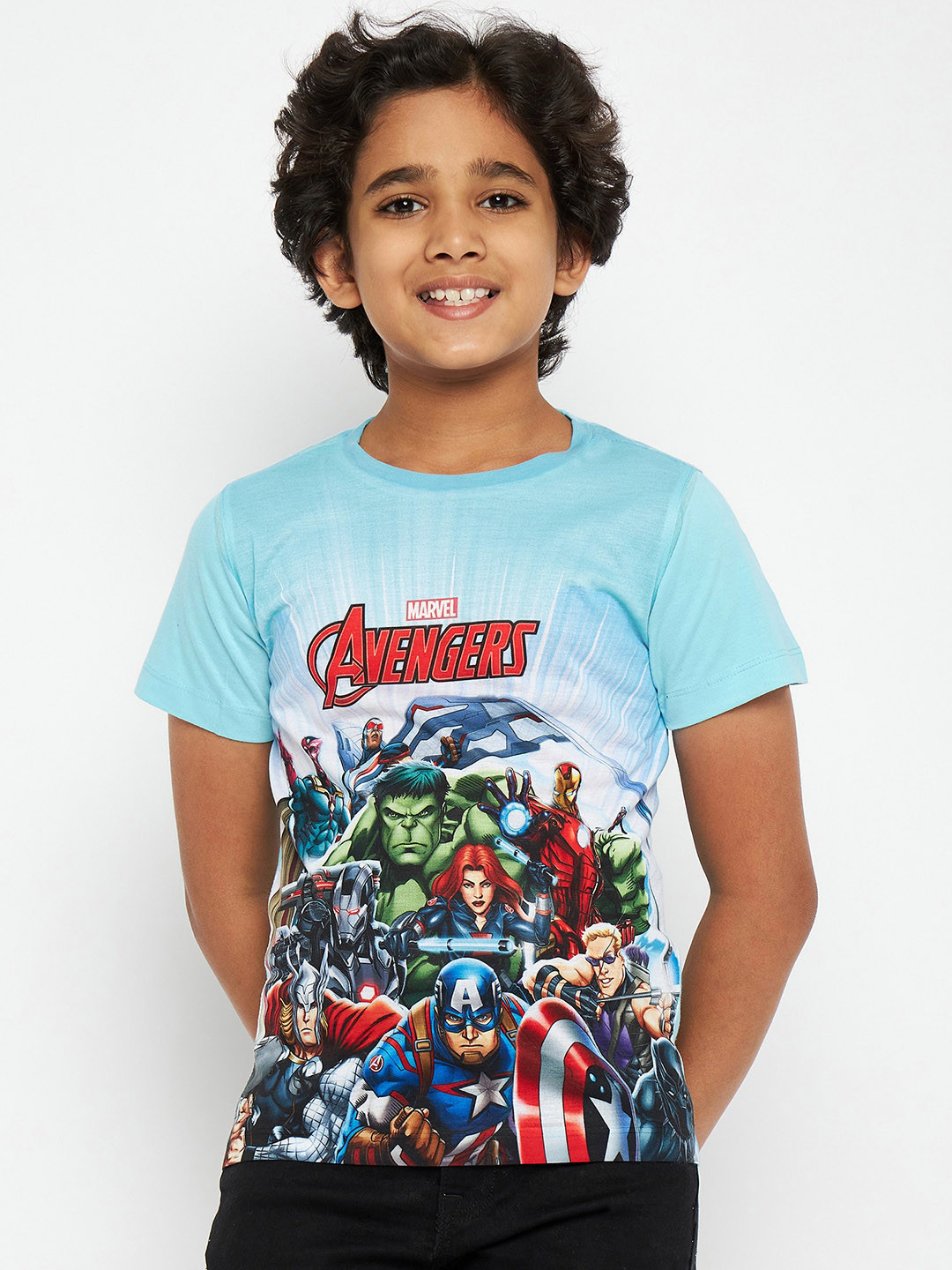 Buy Marvel By Wear Your Mind Boys Blue Avengers Printed T Shirt ...