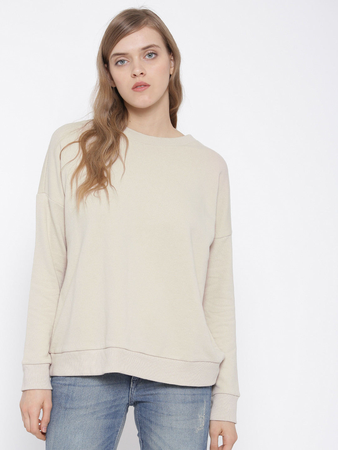 Buy FOREVER 21 Beige Lace Up Back Sweatshirt - Sweatshirts for Women ...
