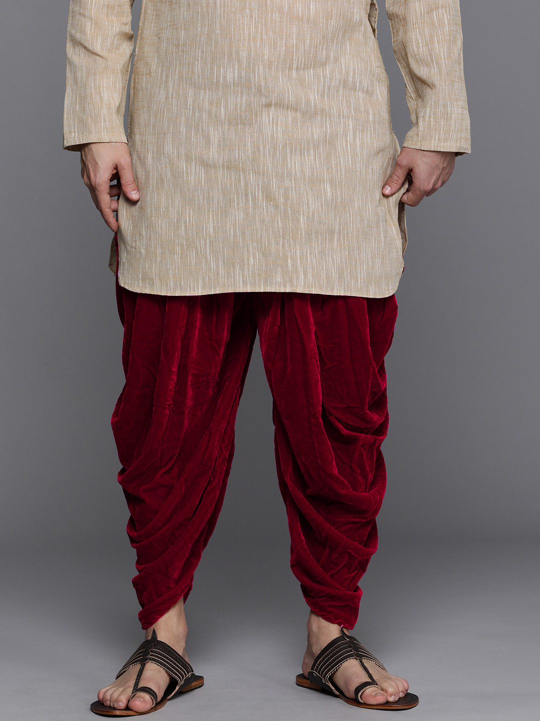 Buy Manyavar Men Red Velvet Patiala - Patiala for Men 16219814 | Myntra
