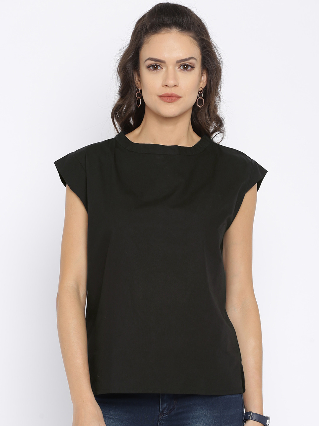 Buy AND Women Black Solid Top - Tops for Women 1622991 | Myntra