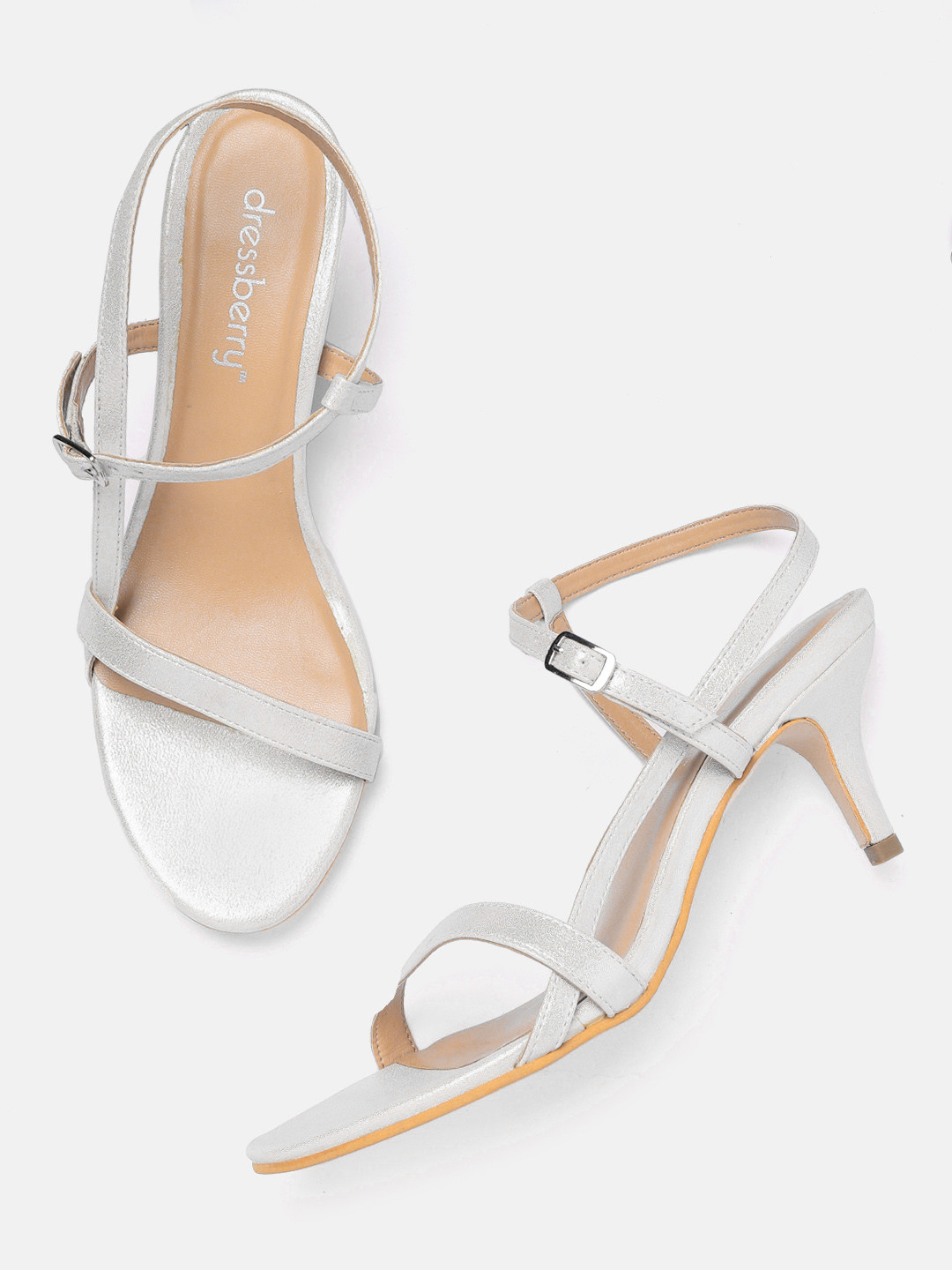 Buy DressBerry Women Silver Toned Solid Heels - Heels for Women ...