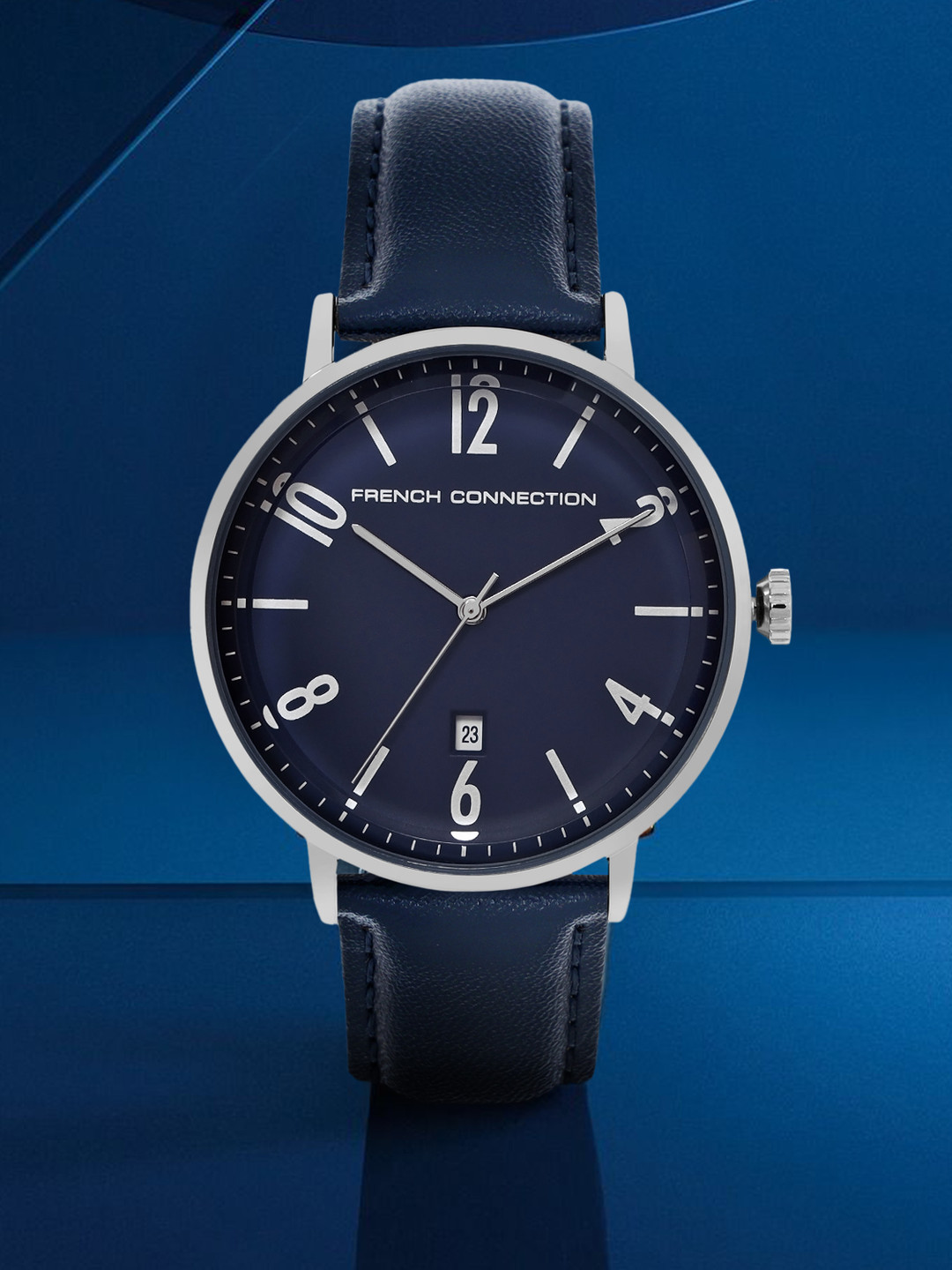 Buy French Connection Men Blue Dial & Blue Leather Straps Analogue ...