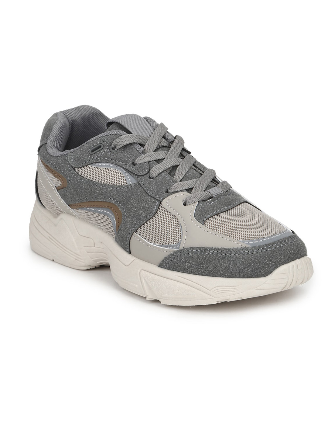 Buy Truffle Collection Women Grey Colourblocked Suede Sneakers - Casual ...