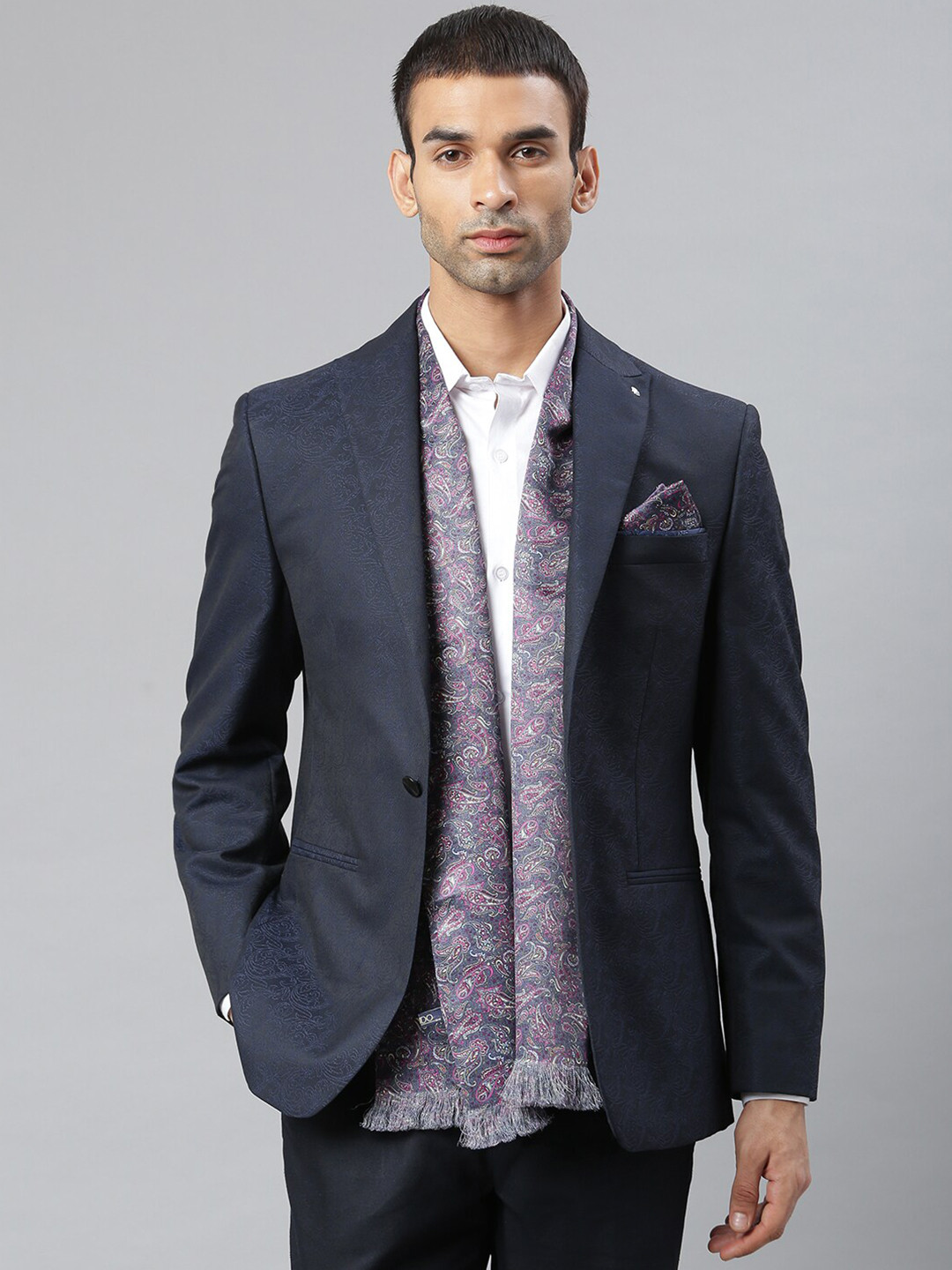 Buy Tossido Men Grey & Magenta Printed Stole & Pocket Square - Stoles ...