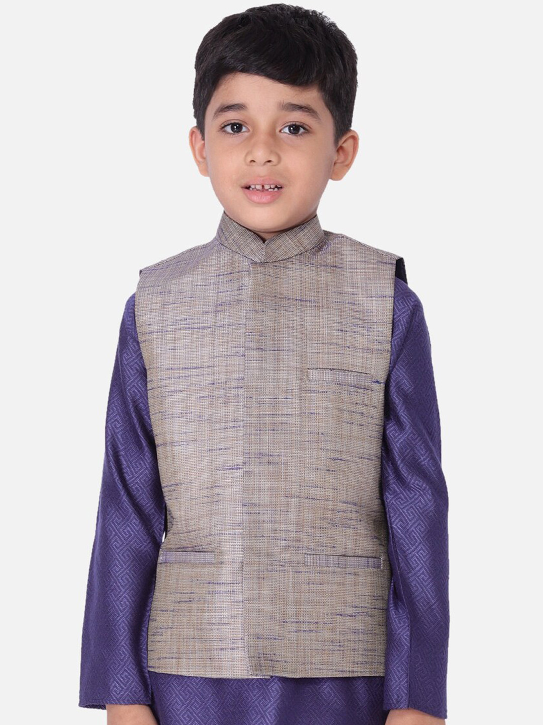Buy TABARD Kids Boys Blue & Grey Ethnic Nehru Jacket - Nehru Jackets ...