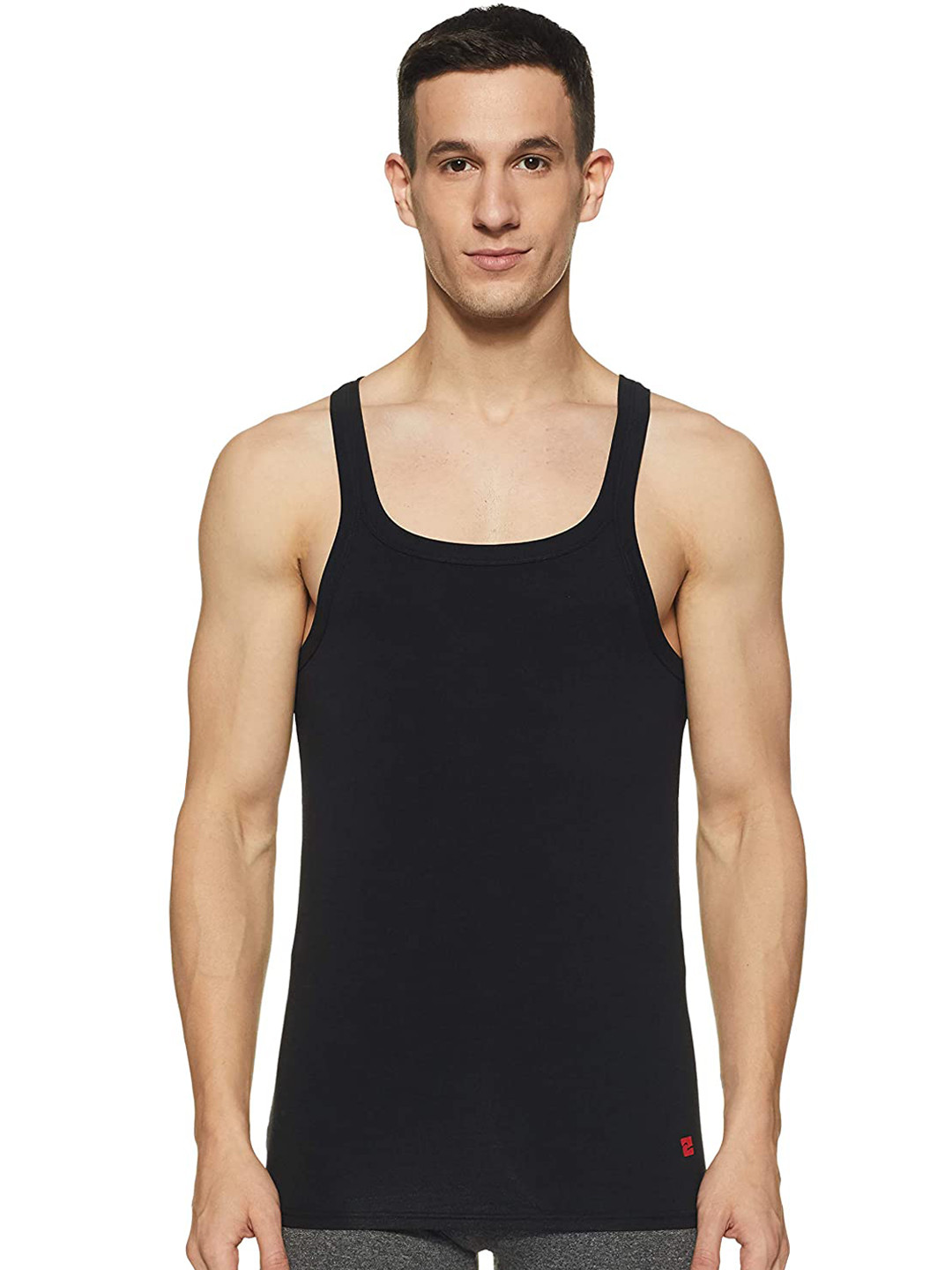 Buy UnderJeans By Spykar Men Black Solid Cotton Blend Knitted Basic ...