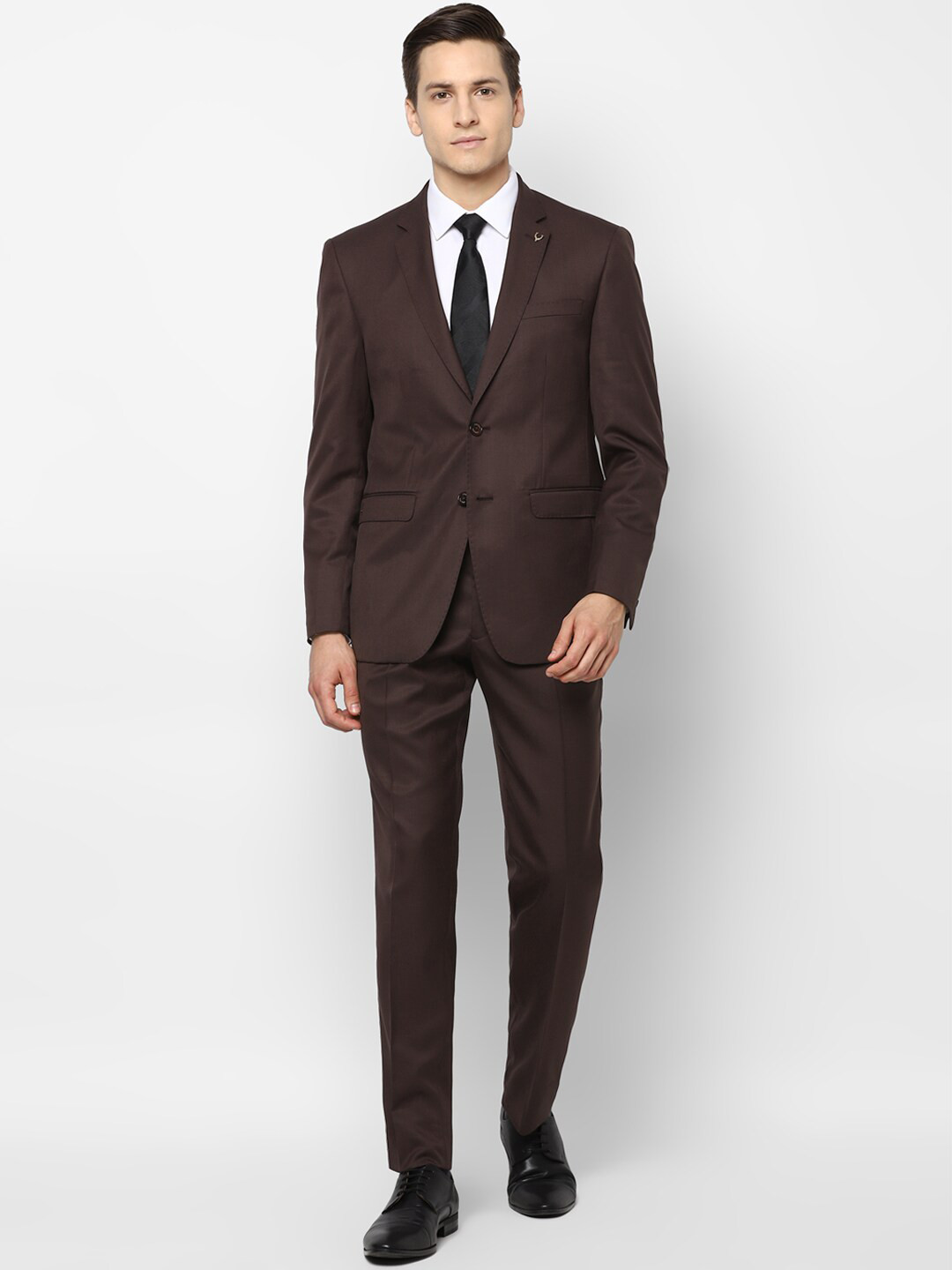 Buy Allen Solly Men Brown Solid Slim Fit Single Breasted 2 Piece Formal ...