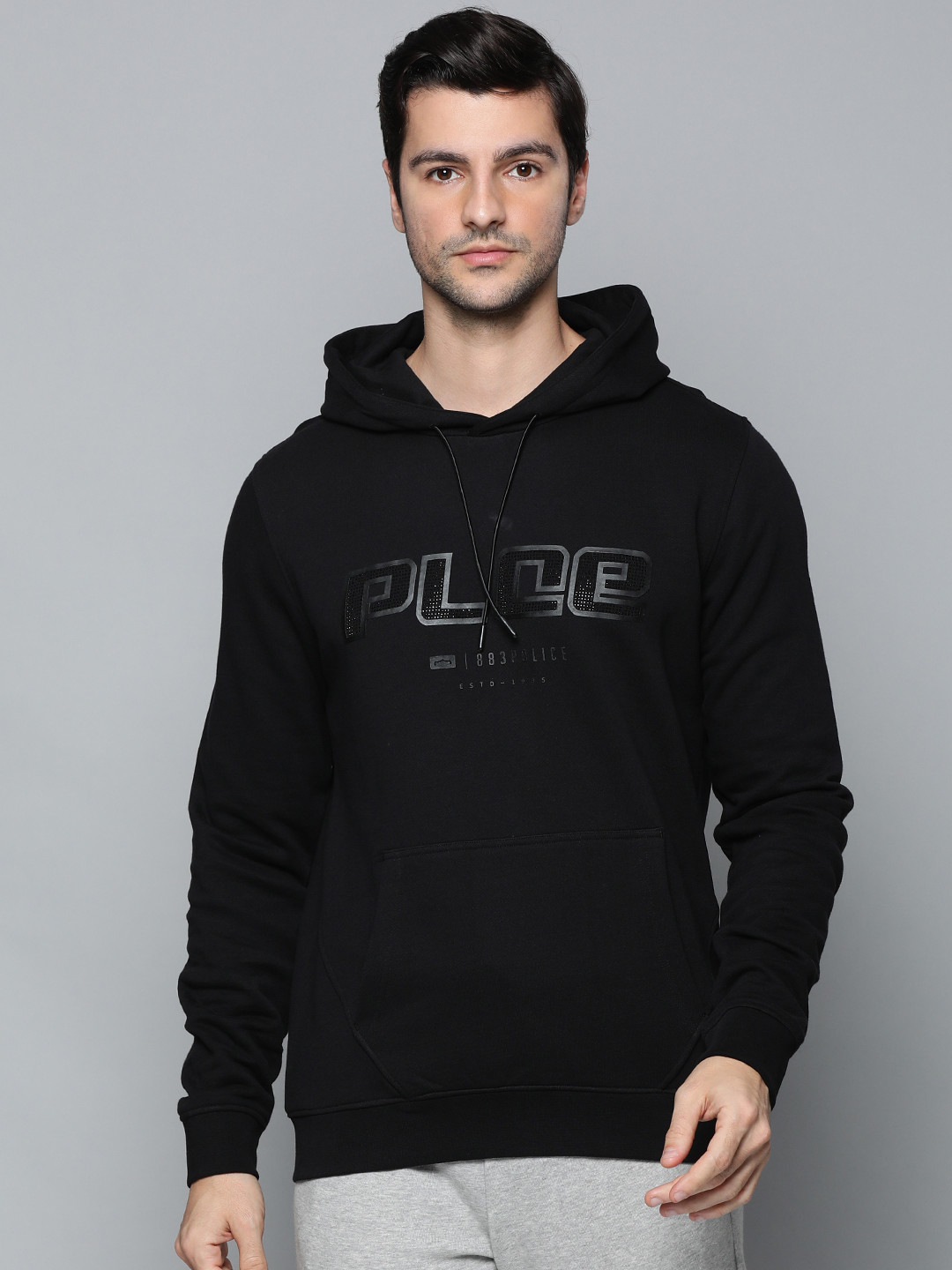 Buy 883 Police Men Black Spender Hooded Sweatshirt - Sweatshirts for ...