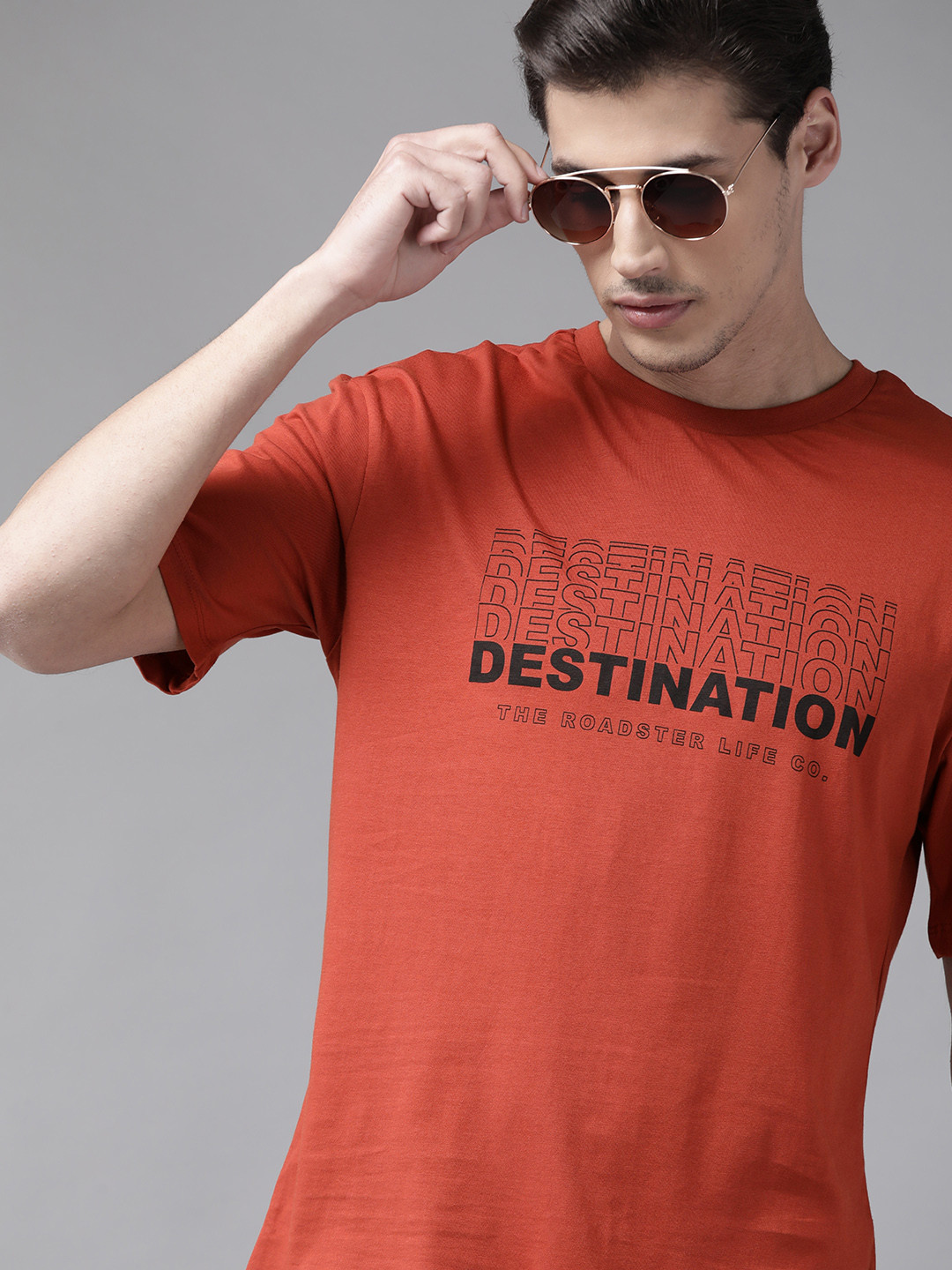 Buy The Roadster Lifestyle Co Men Rust Orange & Black Typography ...