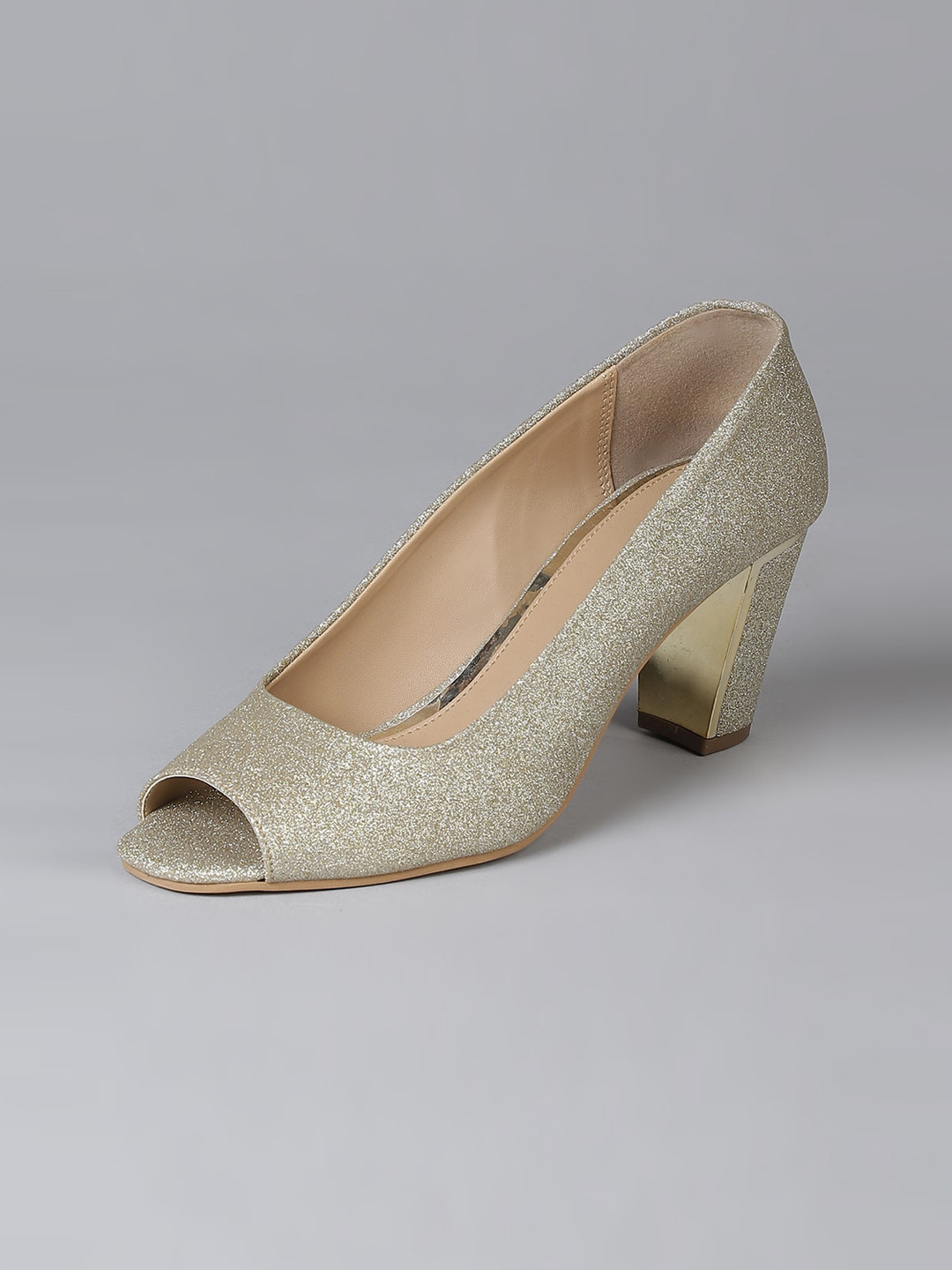Buy Biba Gold Toned Party Block Peep Toes - Heels for Women 16249778 ...