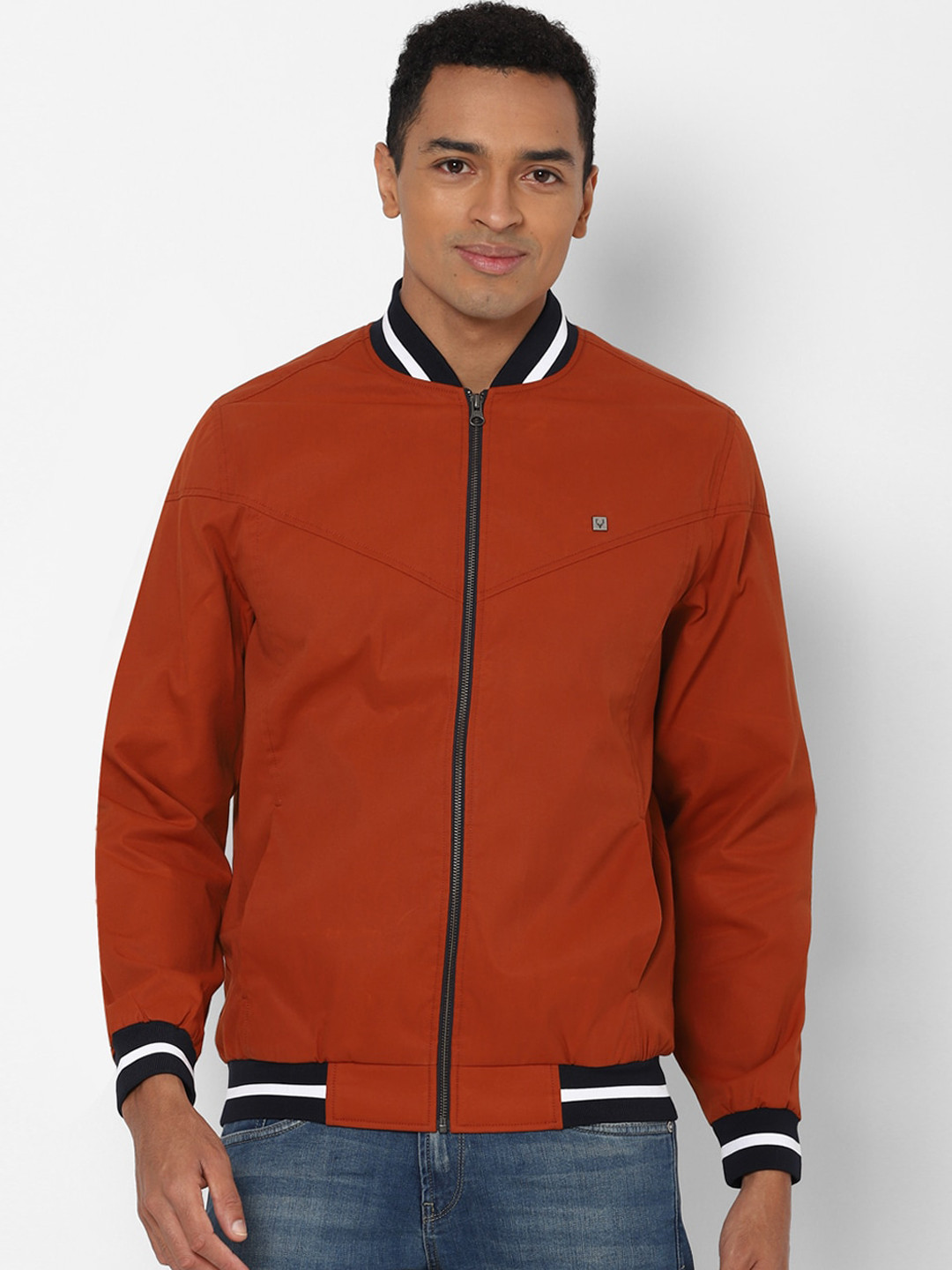Buy Allen Solly Men Red Pure Cotton Bomber Jacket - Jackets for Men ...