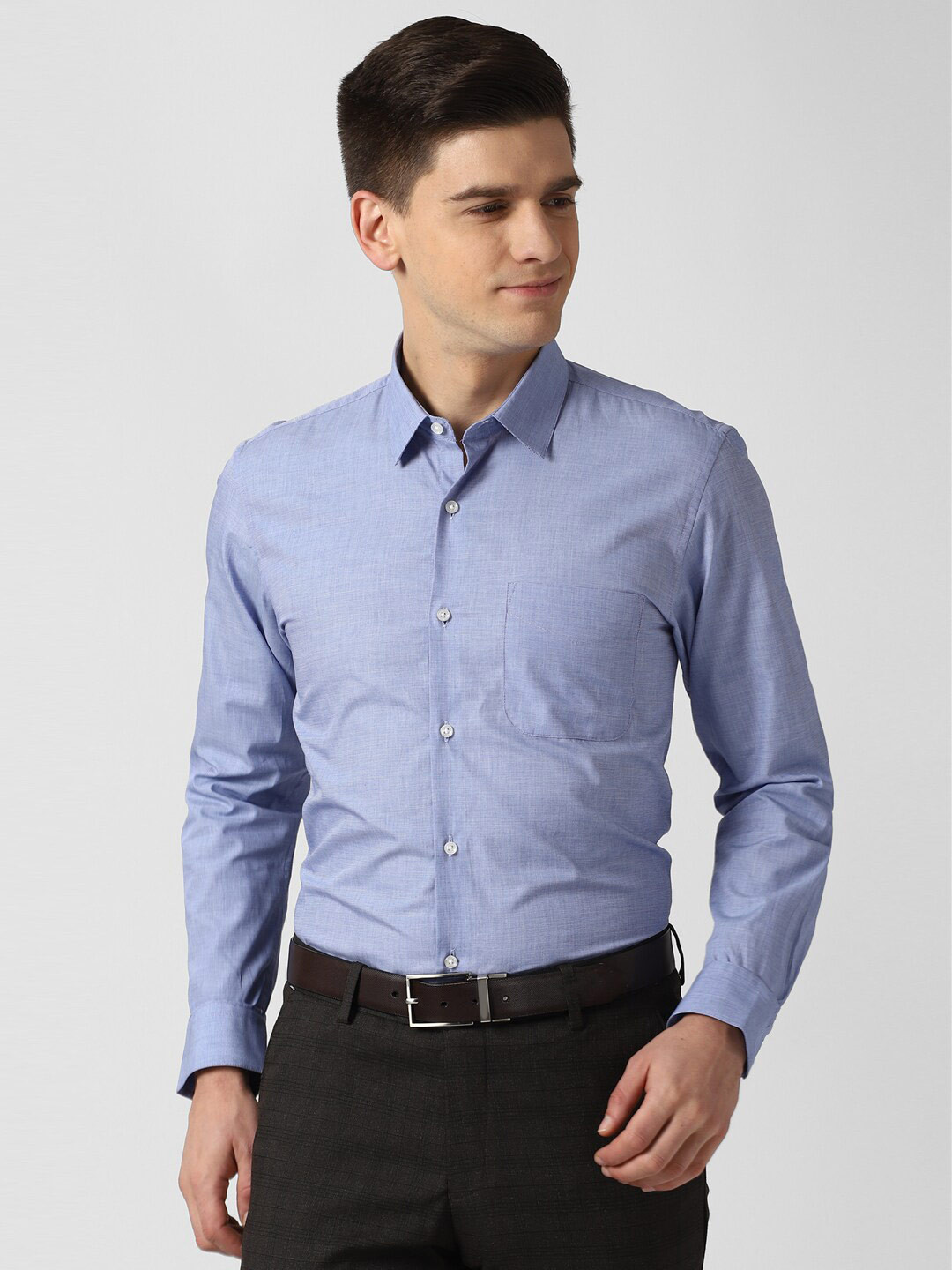 Buy Peter England Men Blue Opaque Pure Cotton Formal Shirt - Shirts for ...