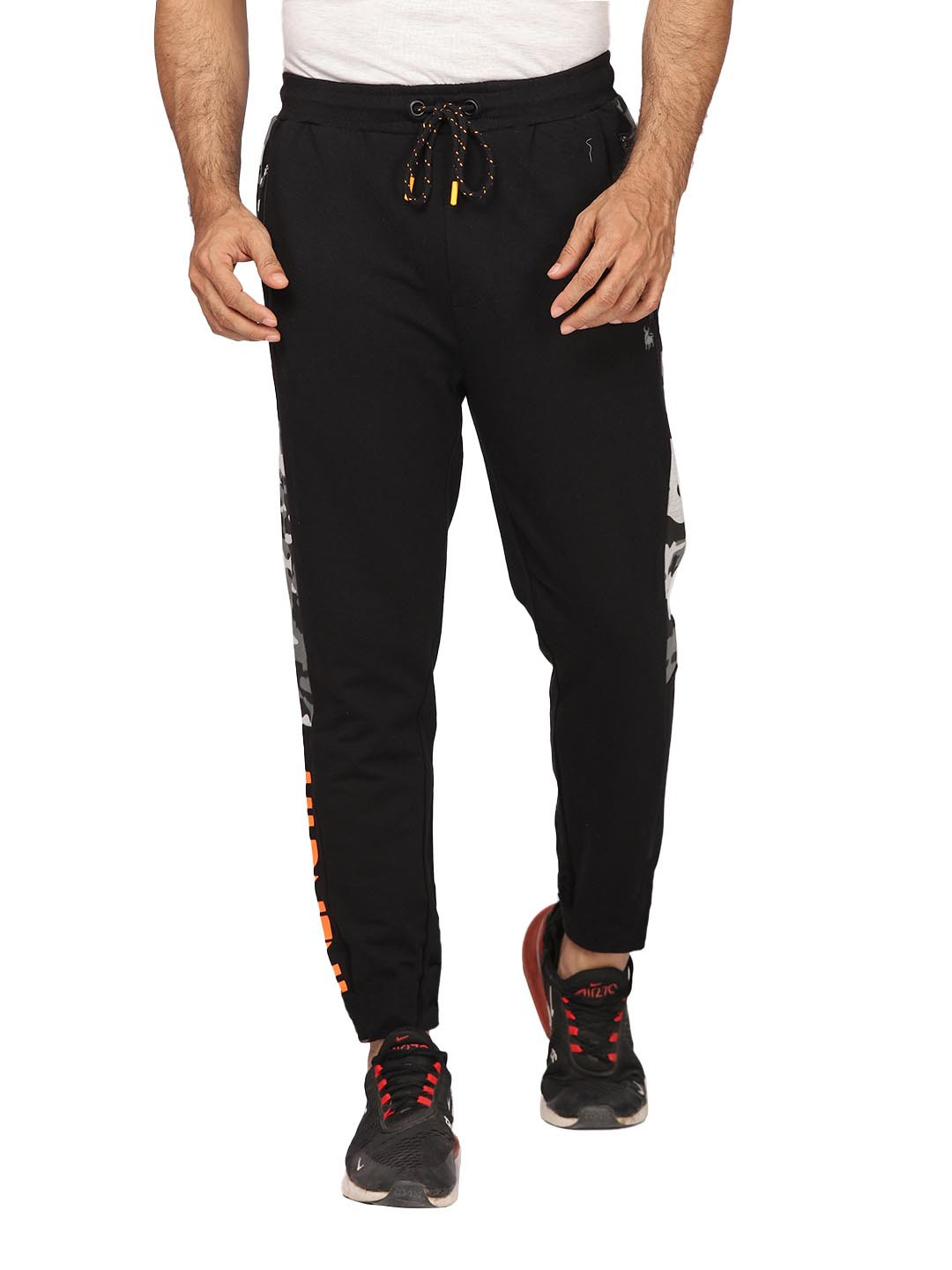 Buy BULLMER Men Black Printed Track Pants - Track Pants for Men ...