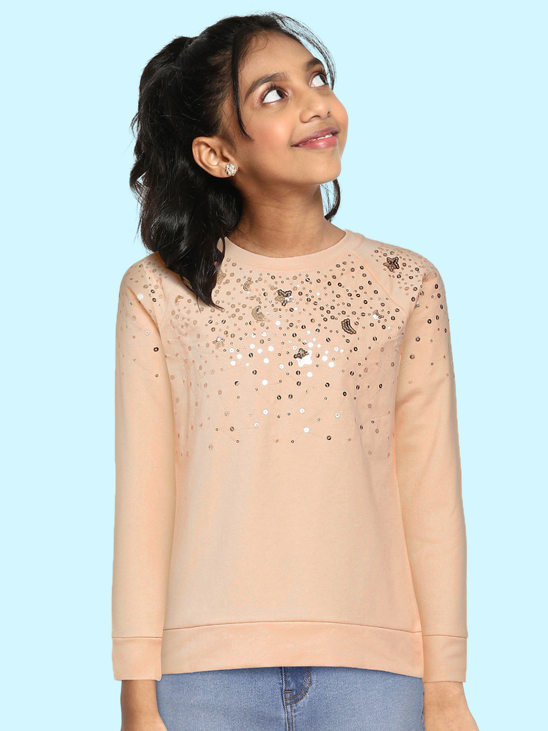 Buy AND Girls Peach Coloured Embellished Top - Tops for Girls 16252540 ...