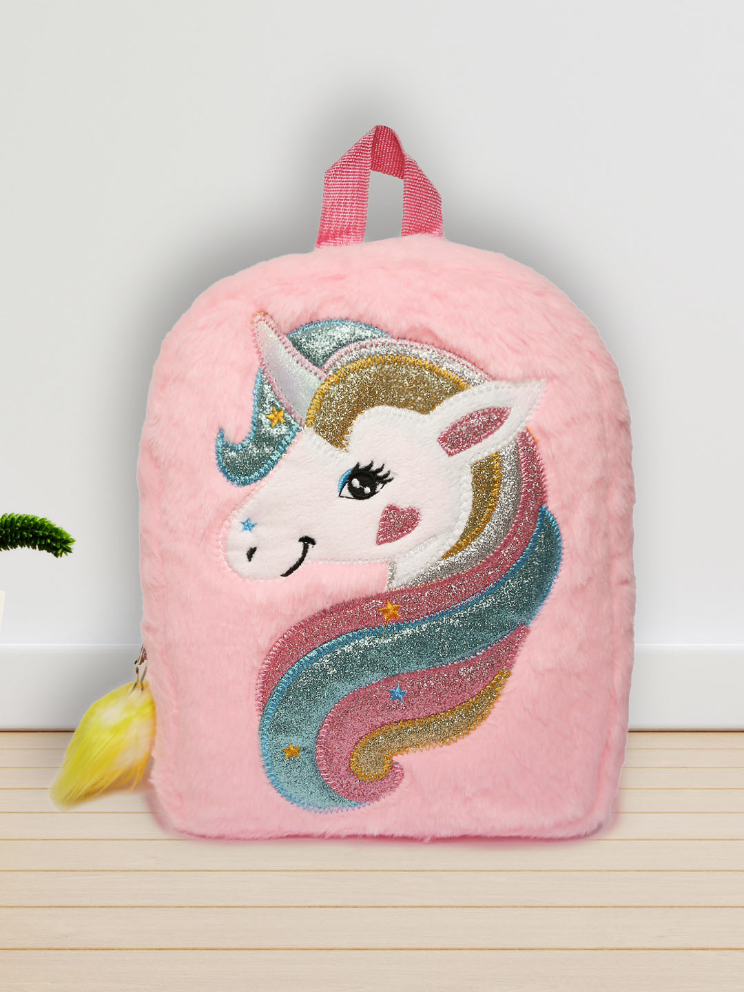 Buy POPLINS Kids Pink & White Fur Fluffy Unicorn Backpack - Backpacks ...