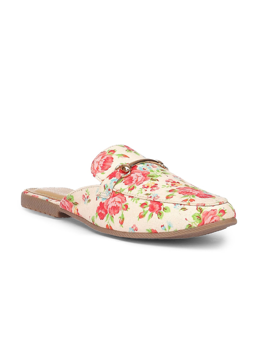 Buy Biba Women Off White Printed Mules With Bows Flats - Flats for ...