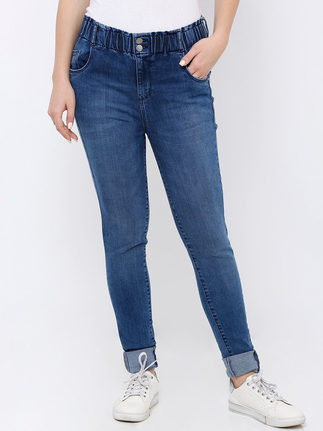 Buy Kraus Jeans Women Blue Skinny Fit High Rise Light Fade Stretchable ...