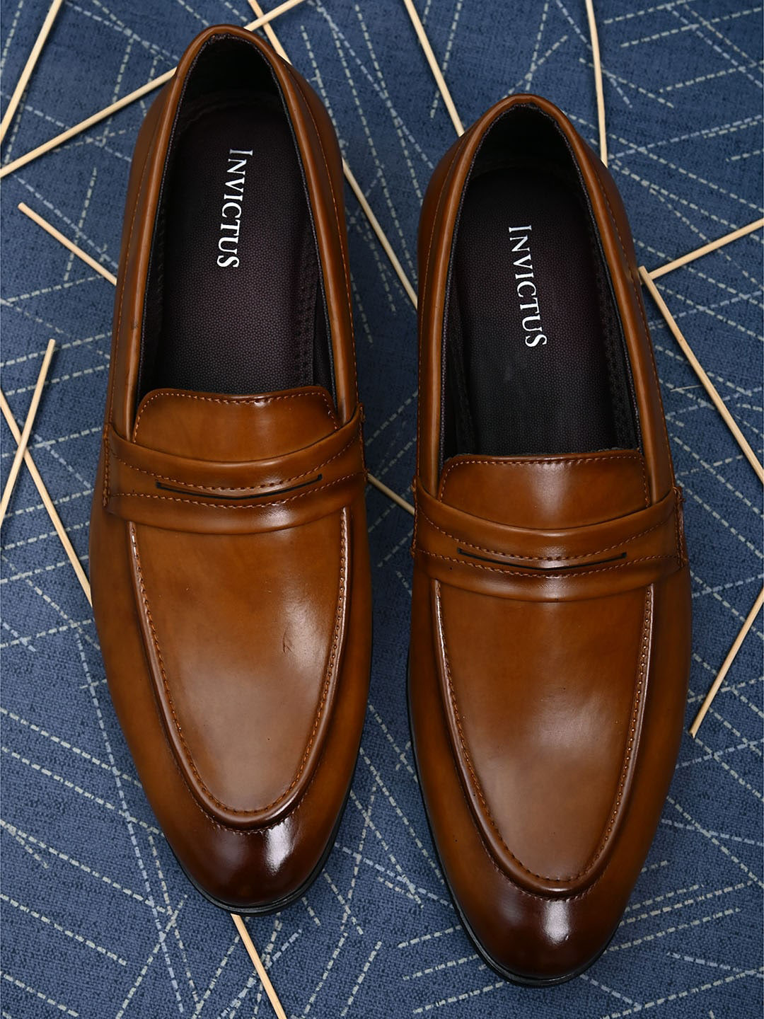 Buy INVICTUS Men Tan Brown Solid Penny Loafer Formal Shoes - Formal ...