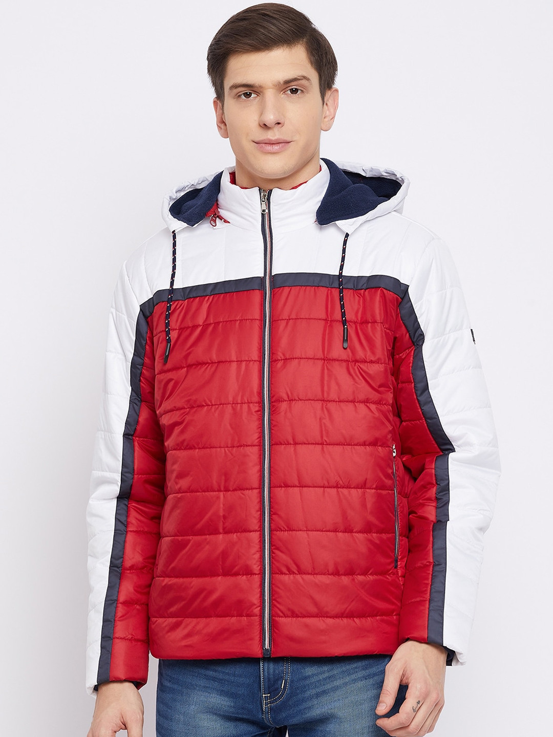 Buy Duke Men Red Colourblocked Puffer Jacket - Jackets for Men 16263650 ...