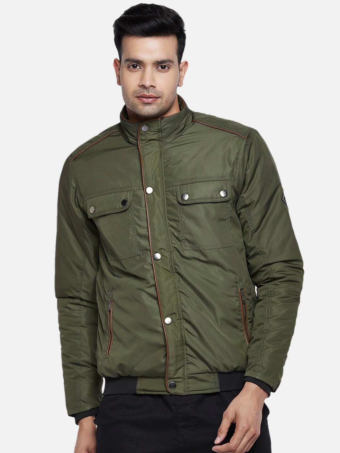 Buy Urban Ranger By Pantaloons Men Olive Green Bomber Jacket - Jackets ...