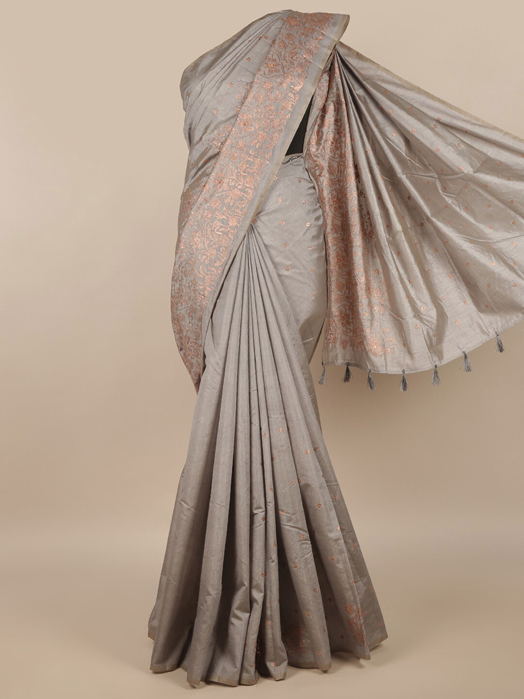 Buy Pothys Grey Ethnic Motifs Jute Silk Saree - Sarees for Women ...