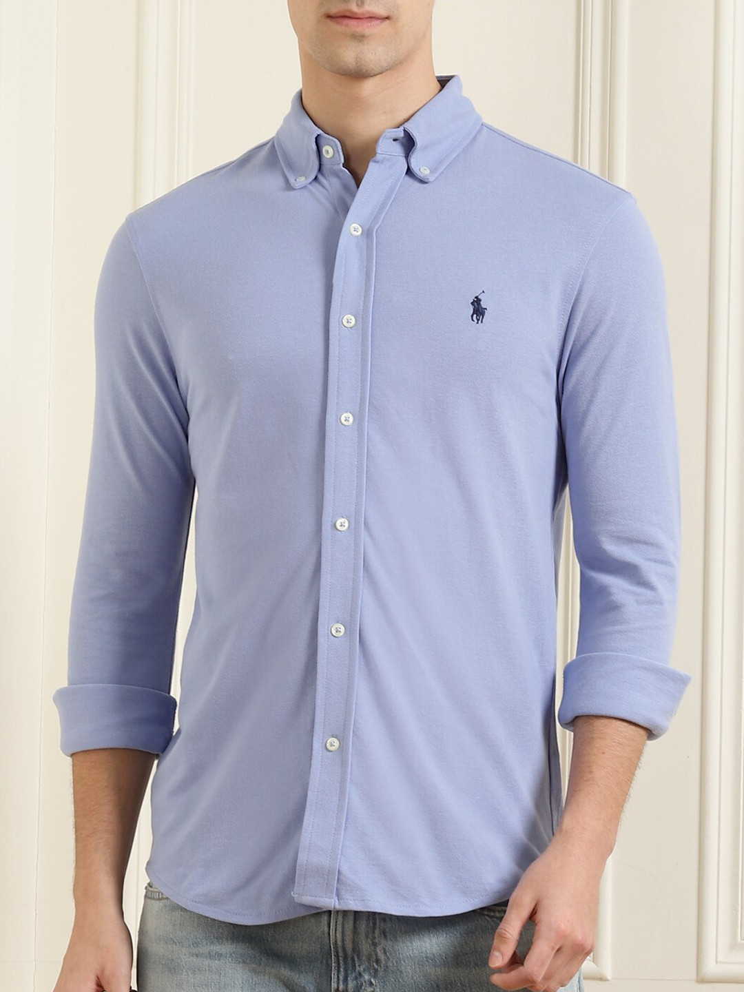Buy Polo Ralph Lauren Men Blue Button Down Collar Cotton Casual Shirt ...