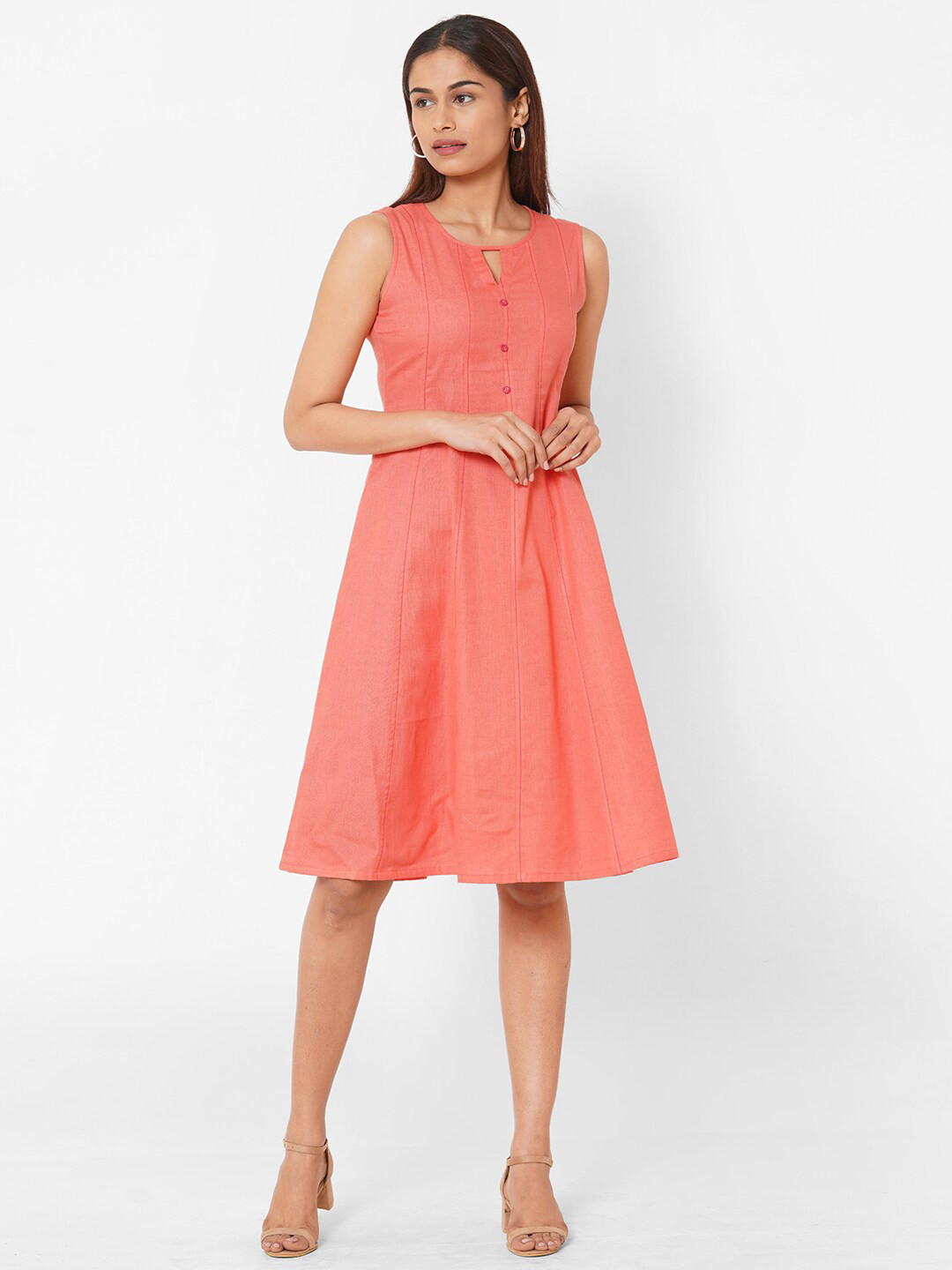 Buy KAMI KUBI Pink Keyhole Neck Dress - Ethnic Dresses for Women ...