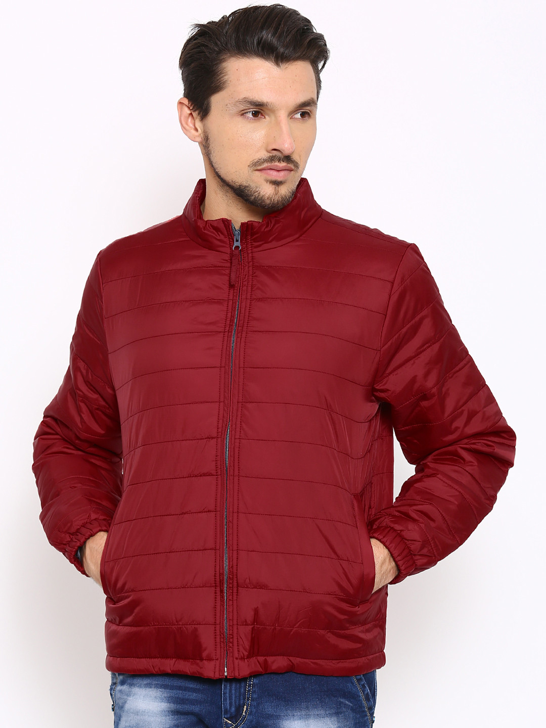 Buy John Players Maroon Puffer Jacket - Jackets for Men 1628145 | Myntra