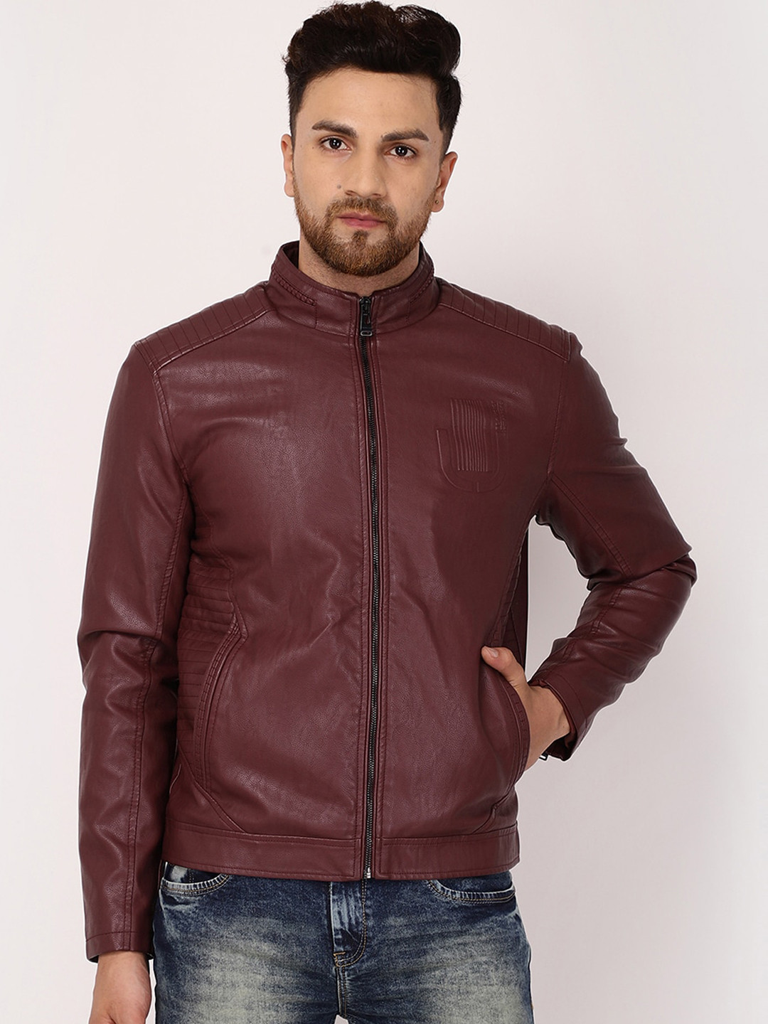 Buy Blackberrys Men Maroon Biker Jacket - Jackets for Men 16282652 | Myntra