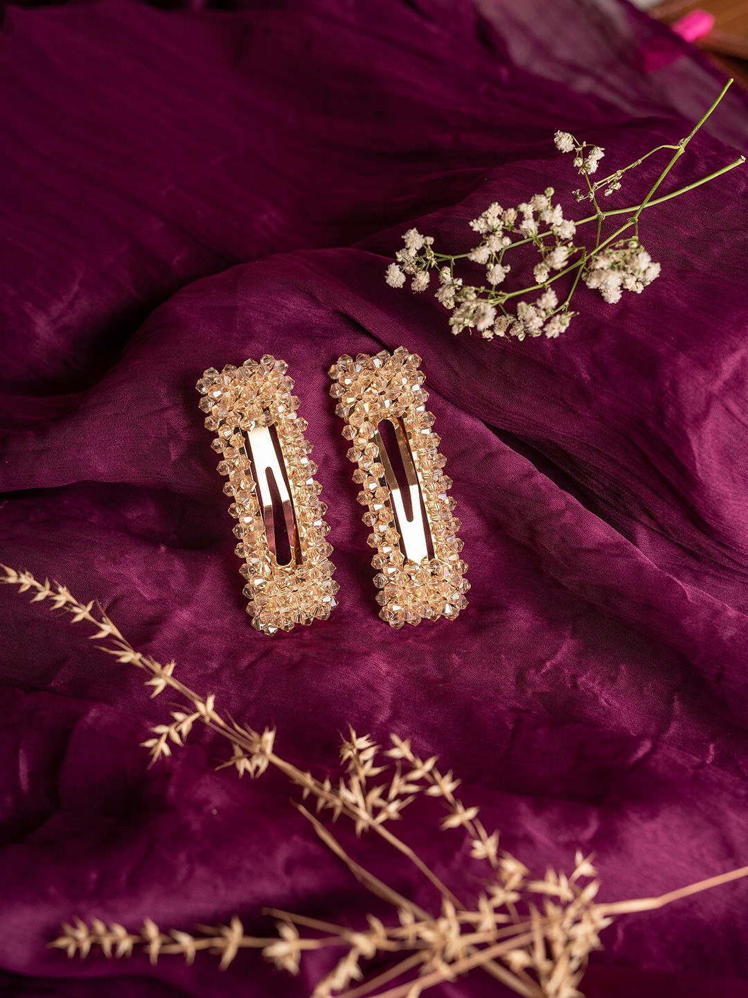 Buy Lilly & Sparkle Women Pack Of 2 Pink Beaded Tic Tac Hair Clip ...