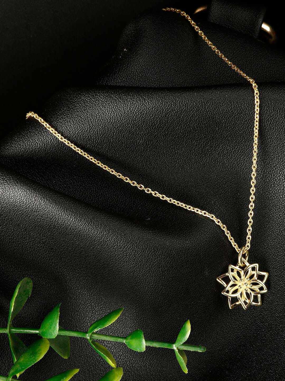 Buy GIVA 925 Sterling Silver 18k Gold Plated Blooming Flower Pendant ...