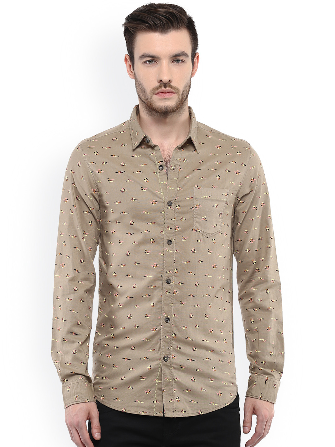 Buy Mufti Brown Printed Slim Fit Casual Shirt - Shirts for Men 1629579 ...