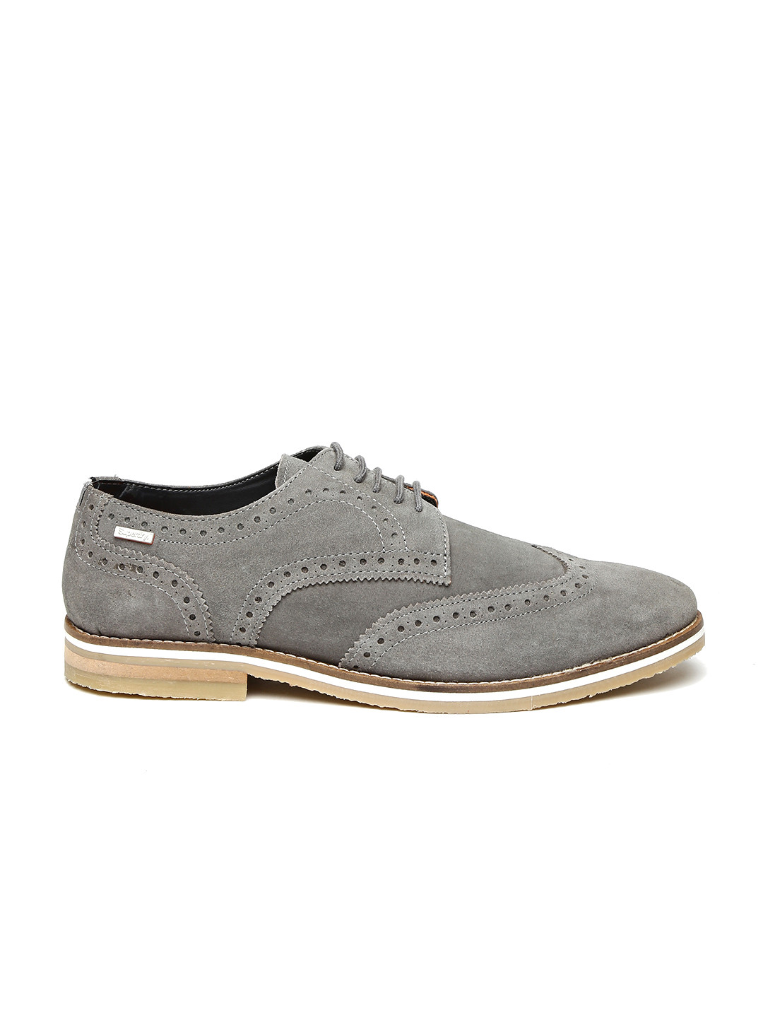 Buy Superdry Men Grey Solid Suede Brogues - Casual Shoes for Men ...