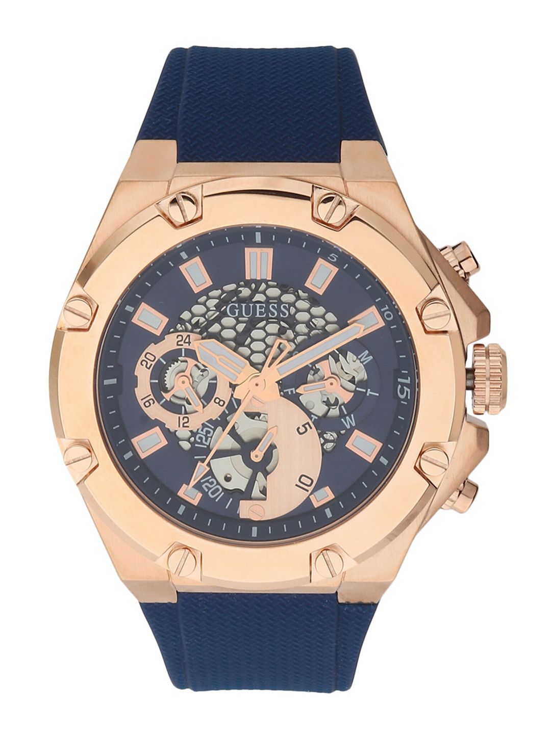 Buy GUESS Men Blue Embellished Dial & Straps Analogue Chronograph ...