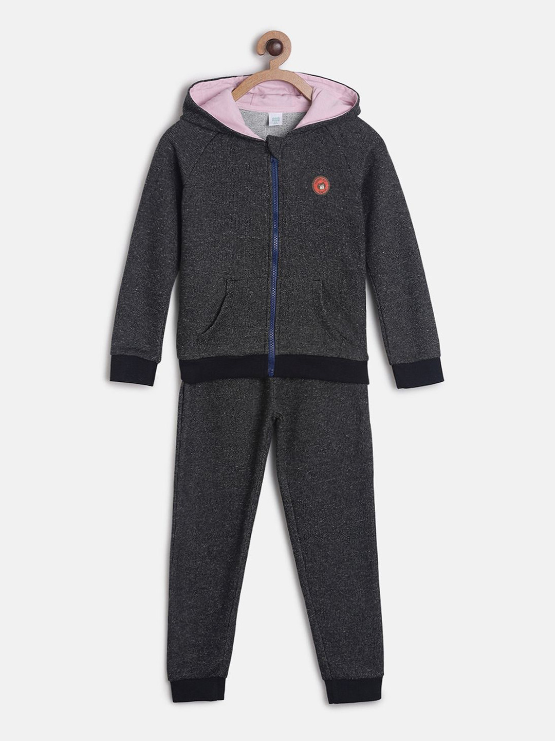 Buy MINI KLUB Girls Black Solid Pure Cotton Tracksuit - Tracksuits for ...