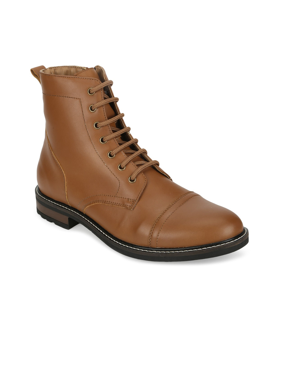 Buy Truffle Collection Men Tan PU High Top Flat Boots - Boots for Men ...