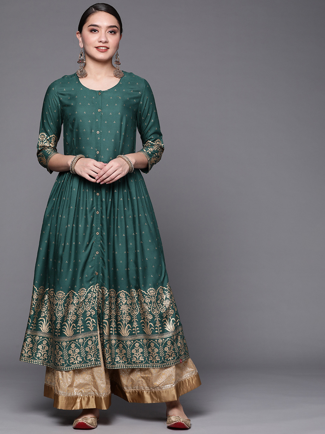 Buy Biba Women Assorted Ethnic Motifs Printed Anarkali Kurta - Kurtas ...