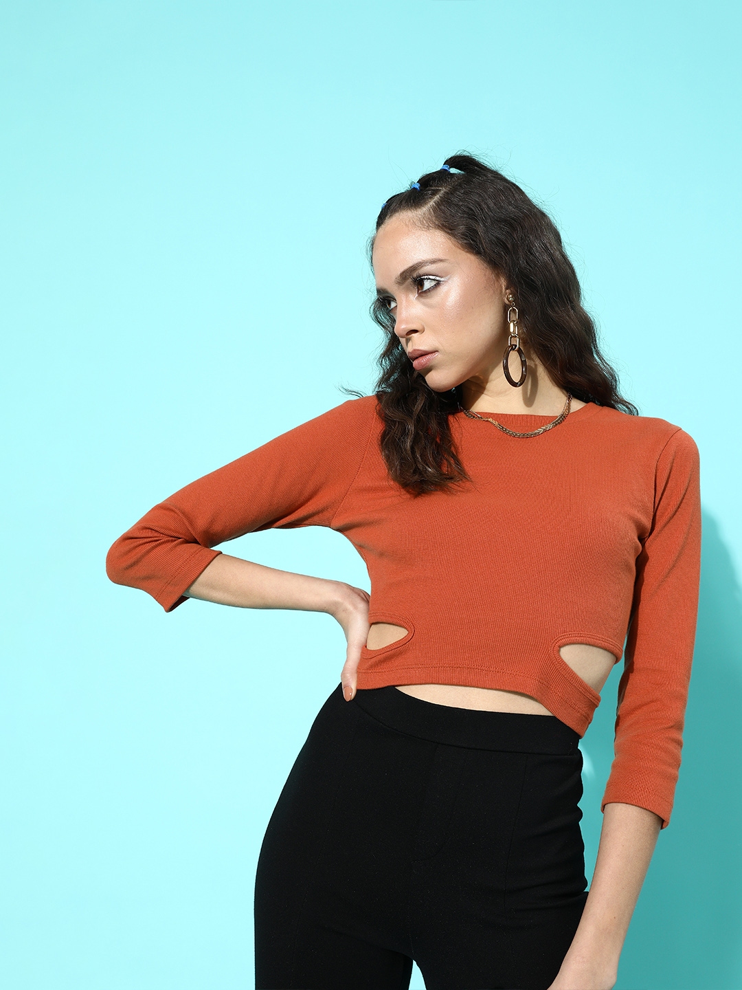Buy Street 9 Women Chic Rust Solid Cropped Top Tops For Women