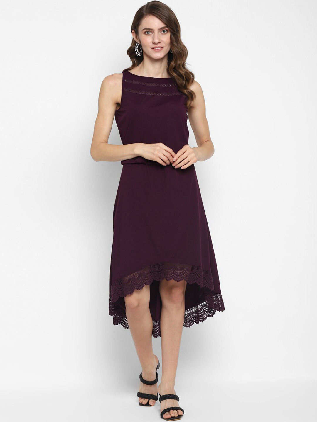 Buy Taurus Maroon A Line Midi Dress - Dresses for Women 16311978 | Myntra