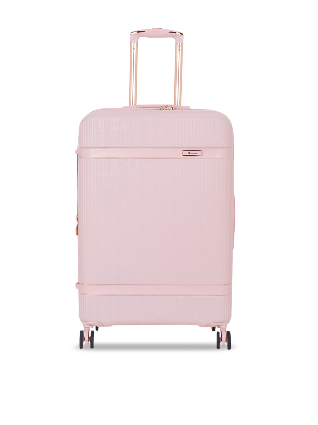 Buy IT Luggage Pink Solid Hard Sided Medium Trolley Suitcases - Trolley ...