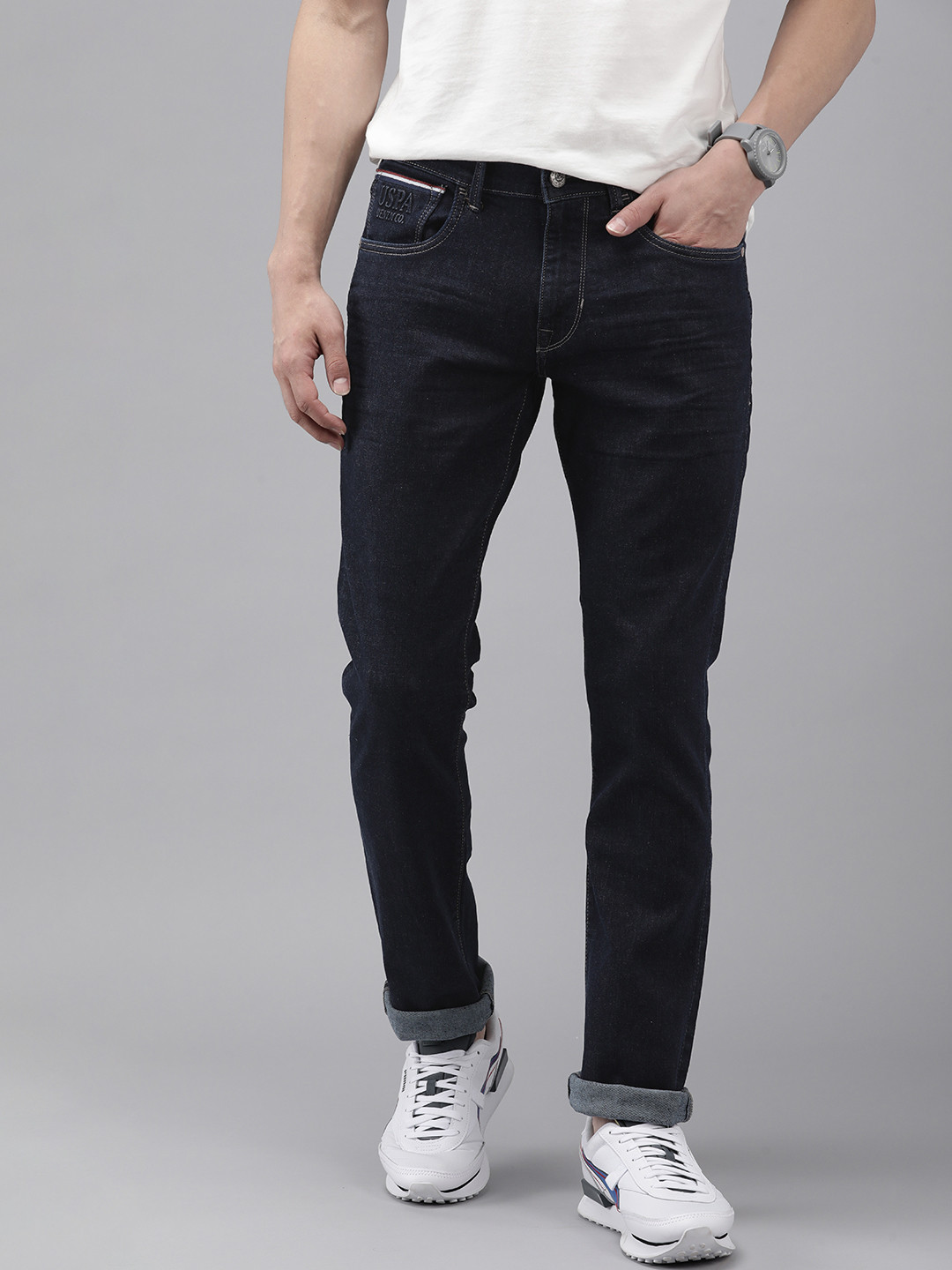Buy U S Polo Assn Denim Co Men Blue Woody Slim Straight Fit Stretchable ...