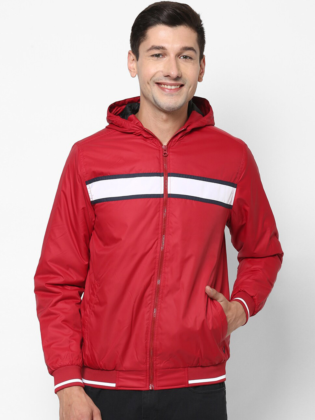 Buy Allen Solly Men Red Striped Tailored Jacket - Jackets for Men ...