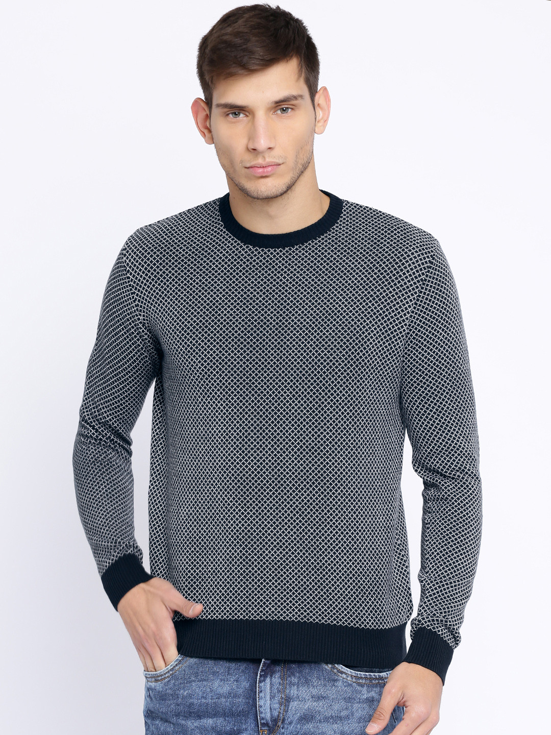 Buy Pepe Jeans Navy & White Patterned Sweater - Sweaters for Men ...