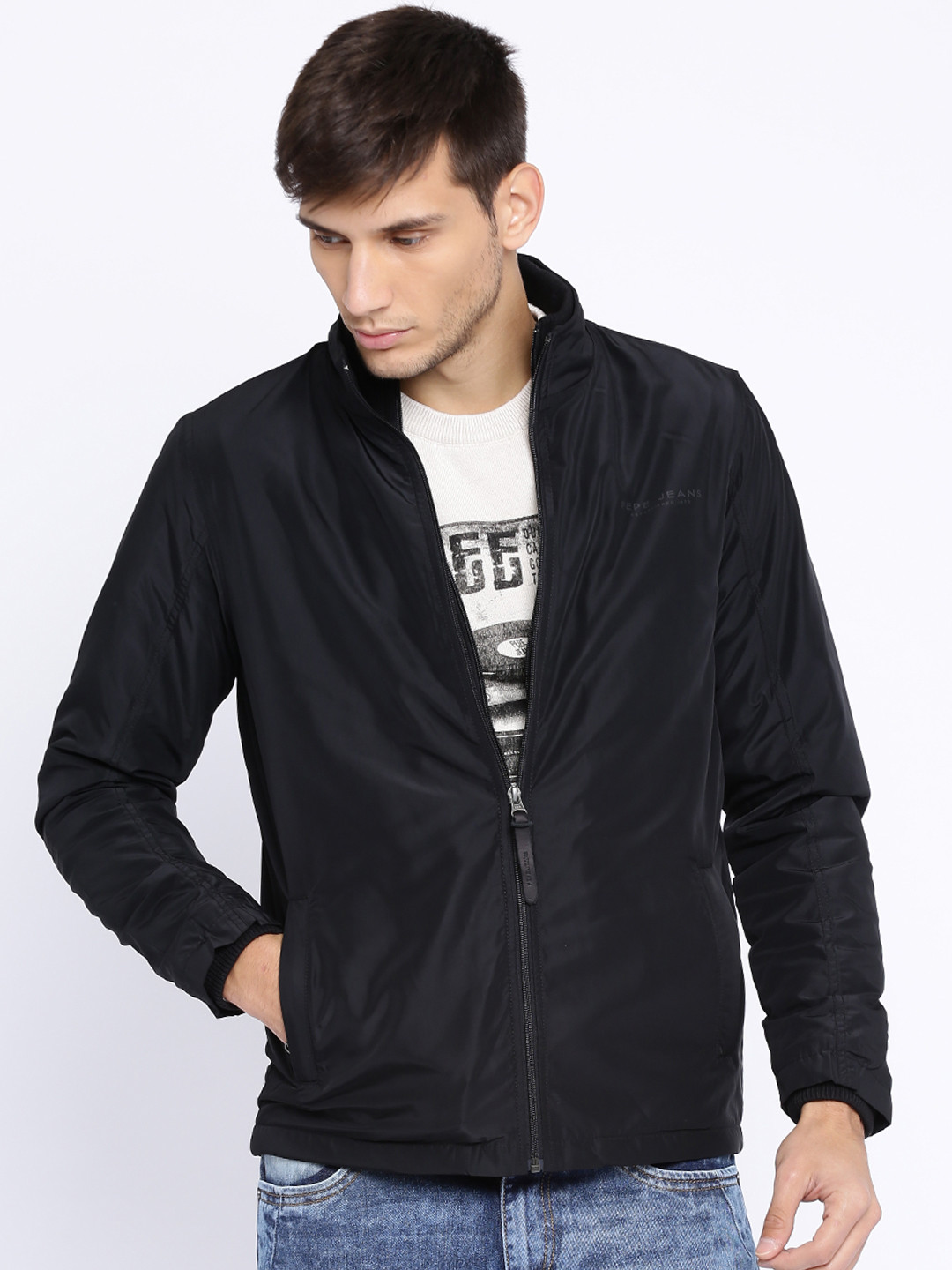 Buy Pepe Jeans Black Padded Jacket - Jackets for Men 1633051 | Myntra