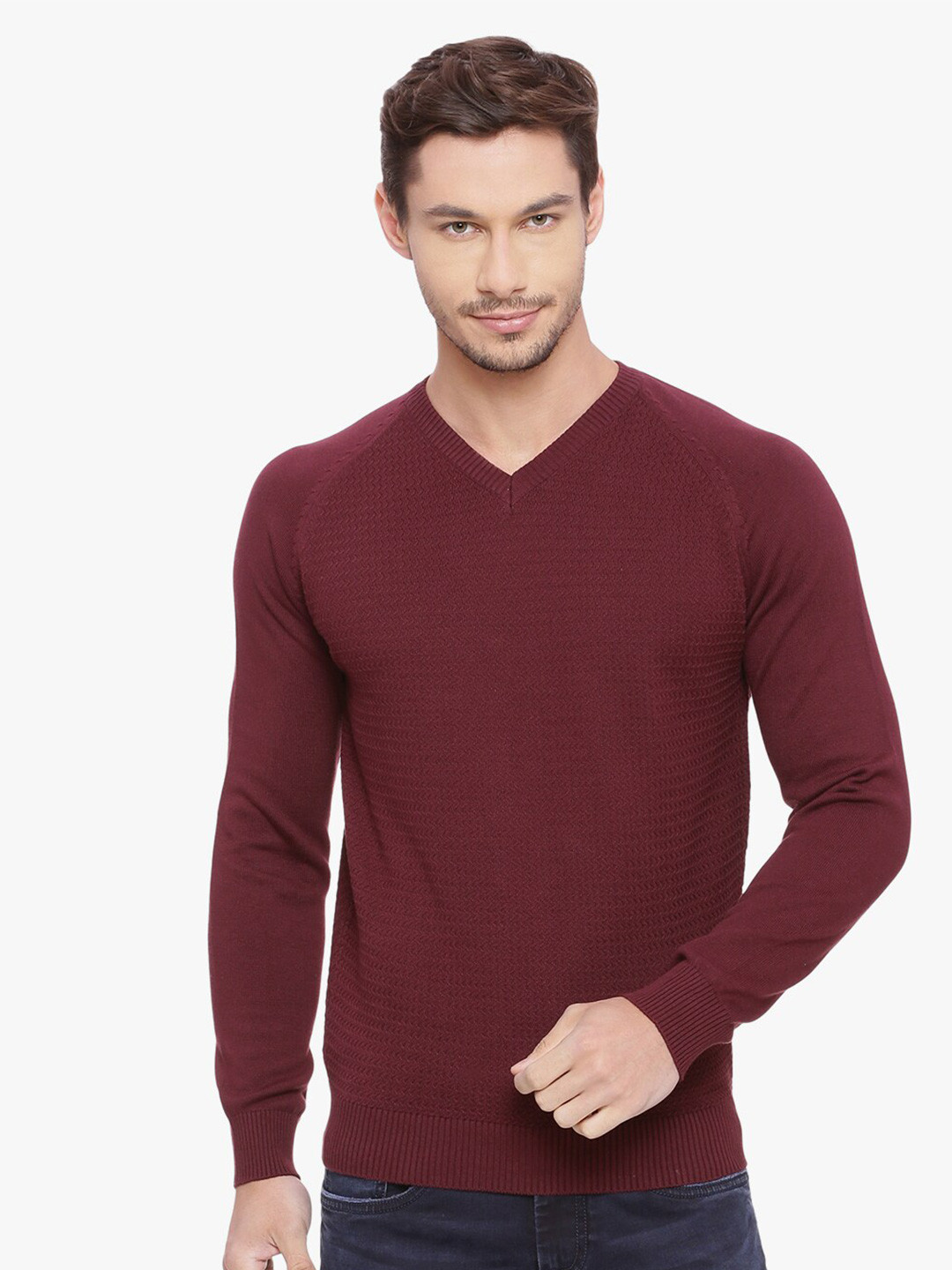 Buy Basics Men Maroon Pullover - Sweaters for Men 16330642 | Myntra