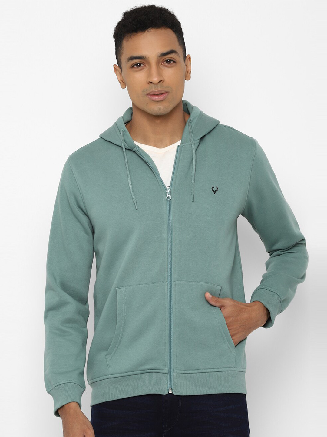 Buy Allen Solly Men Green Hooded Sweatshirt - Sweatshirts for Men ...