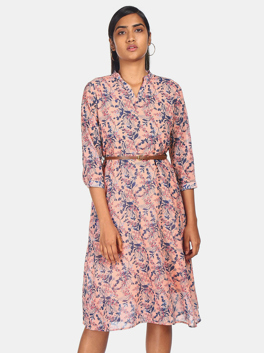 Buy Flying Machine Pink & Pale Blush Floral Shirt Dress - Dresses for ...
