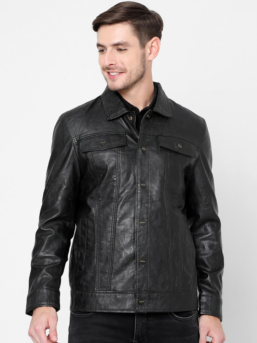 Buy Mufti Men Olive Green Biker Jacket - Jackets for Men 16334598 | Myntra