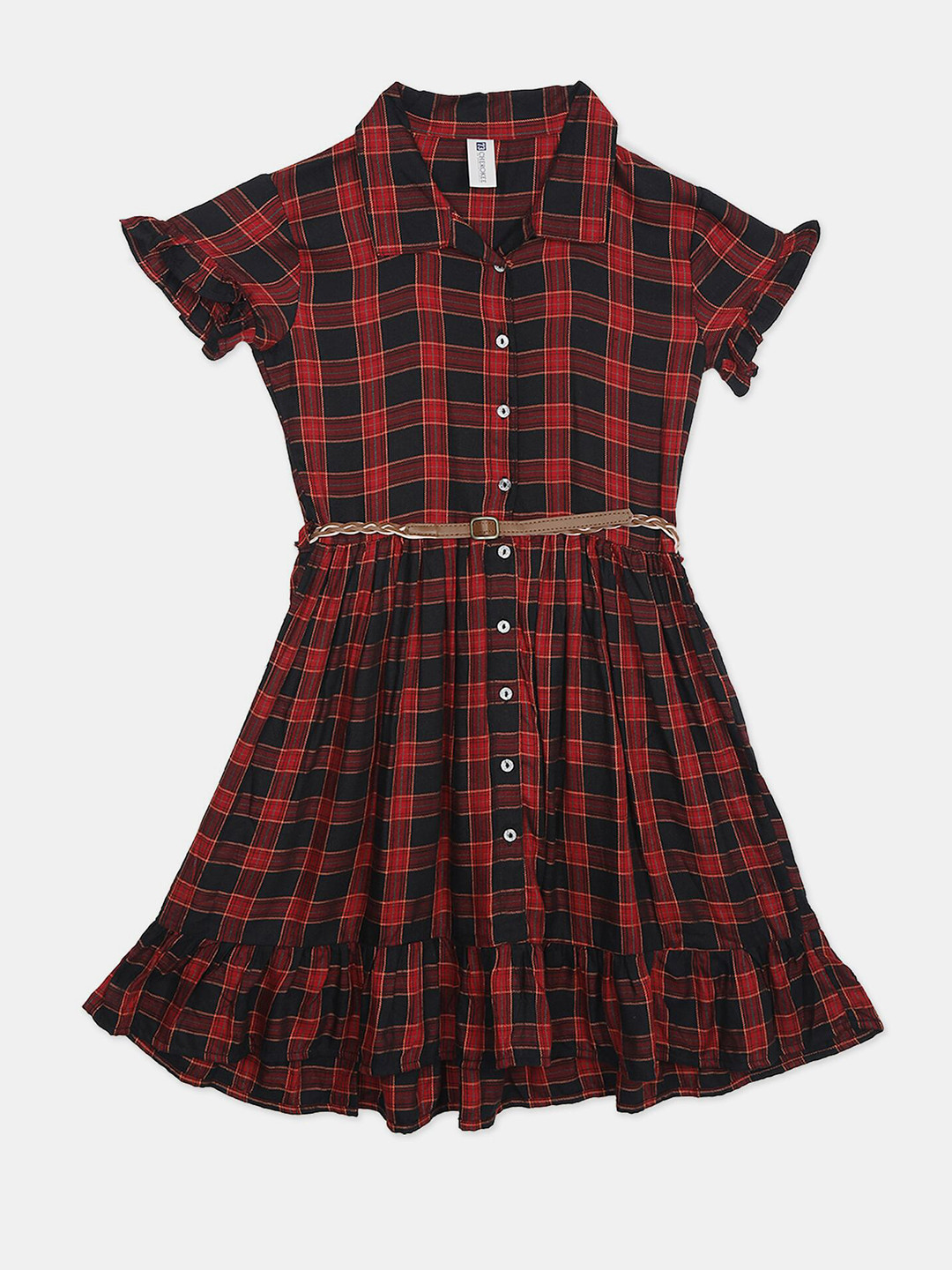 Buy Cherokee Girls Red Checked Fit And Flare Dress - Dresses for Girls ...